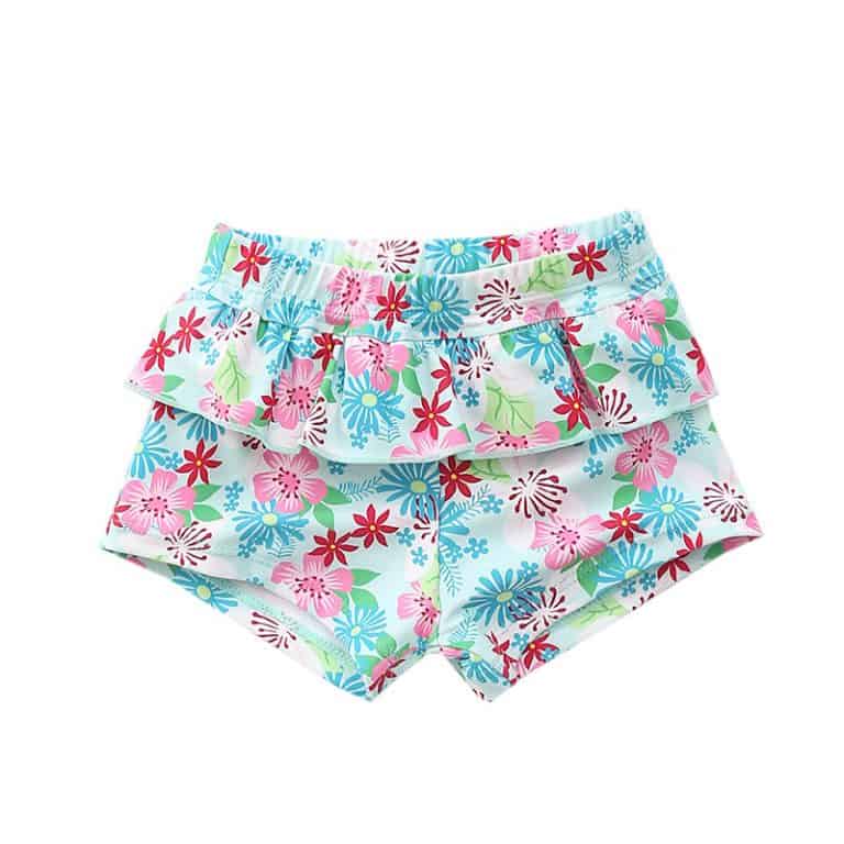 Shorts de baño con volado para niñas